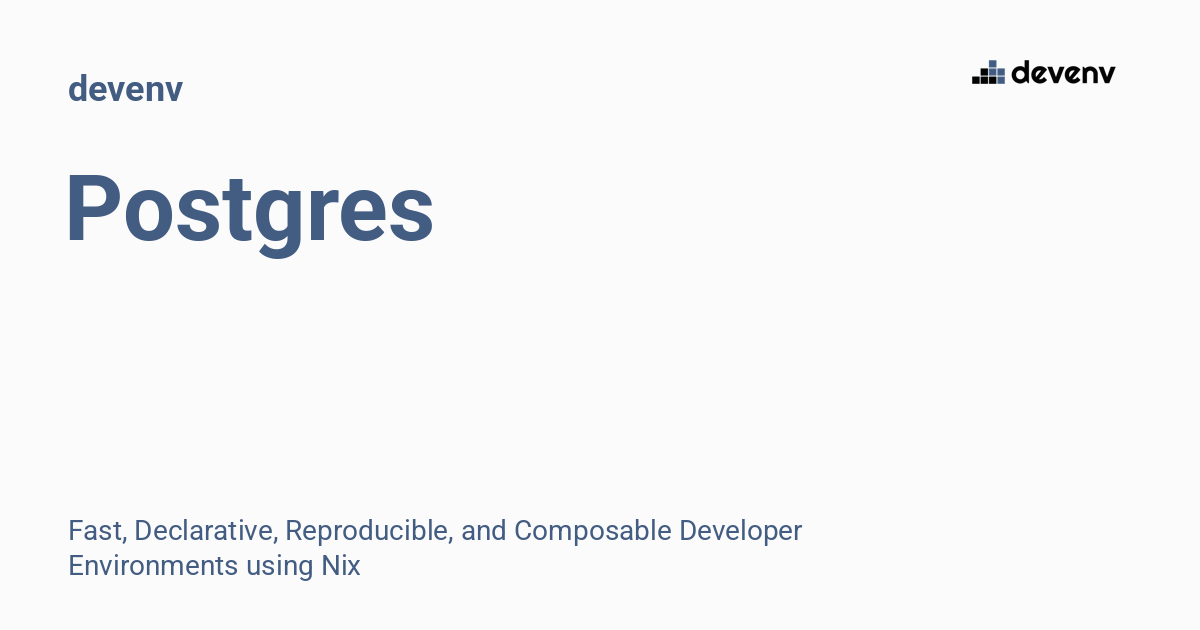 Postgres - devenv