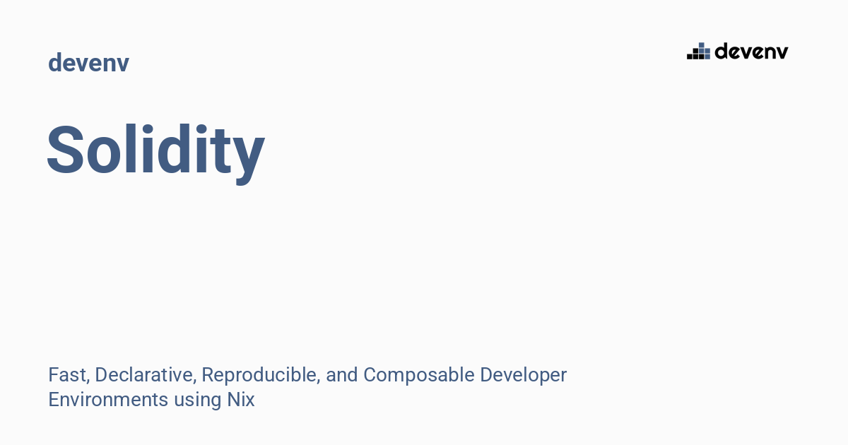 Solidity - devenv